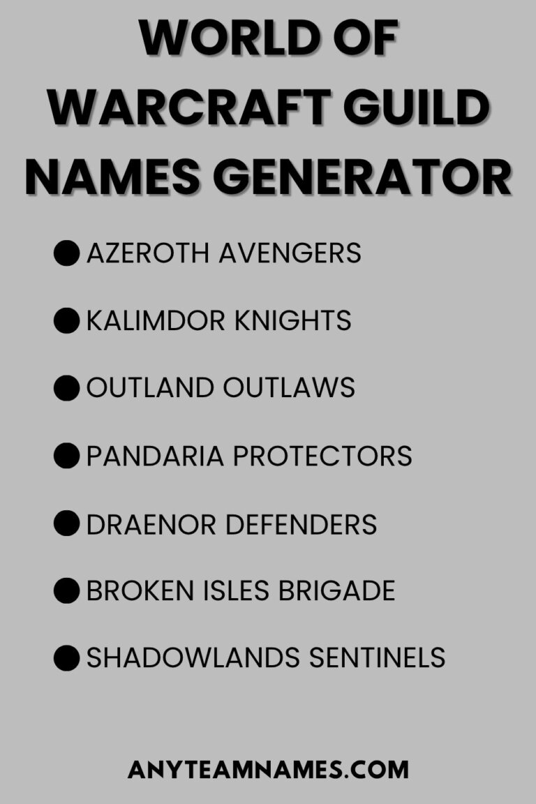 220+ WOW World of Warcraft Guild Names for Your Team