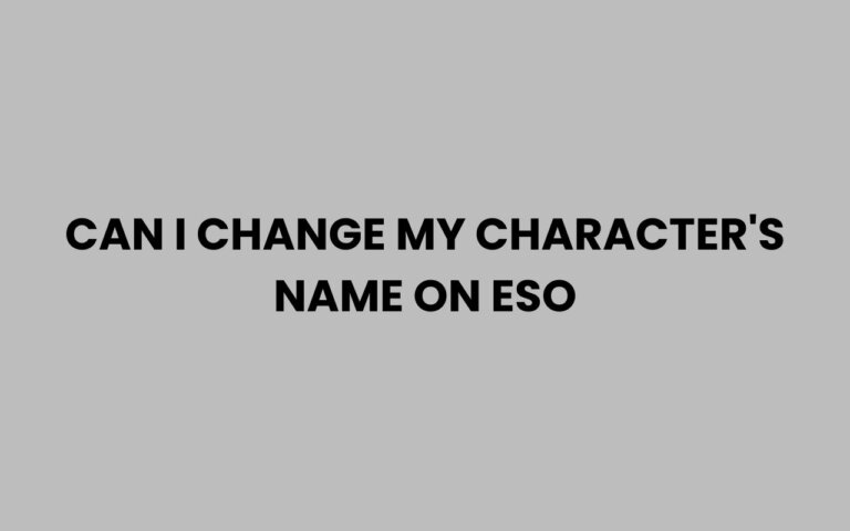 Can I Change My Character's Name on ESO? Here's How