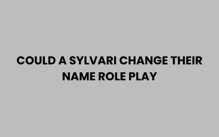 Could a Sylvari Change Their Name in Role Play Easily?