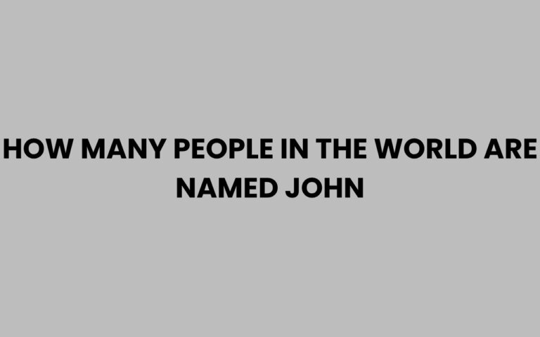 How Many People in the World Are Named John Today?