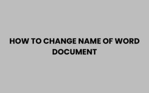How to Change Name of Word Document Easily