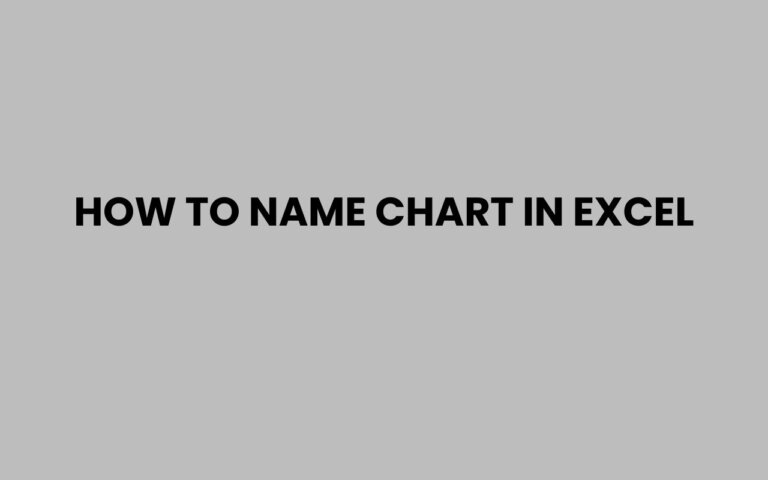 How to Name Chart in Excel for Easy Reference