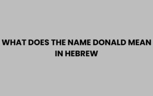 What Does the Name Donald Mean in Hebrew and Its Origin