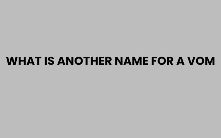 What Is Another Name for a Vom: Common Terms Explained