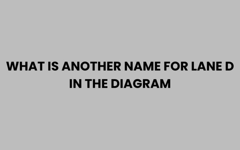 What Is Another Name for Lane D in the Diagram Explained