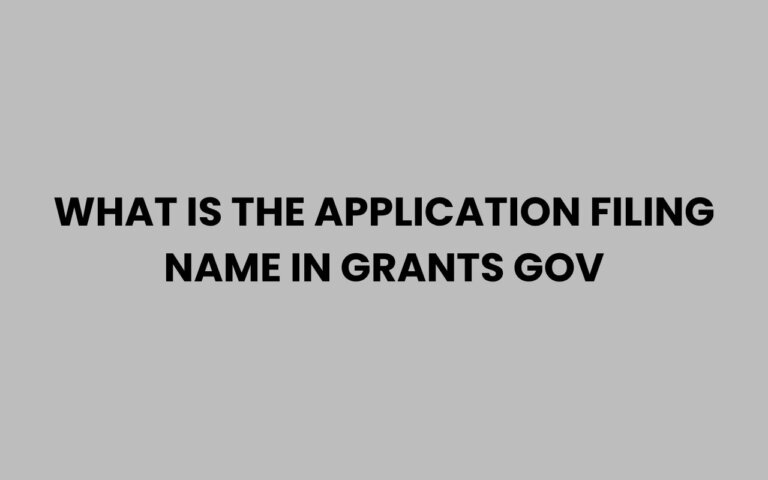 What Is the Application Filing Name in Grants.gov Explained