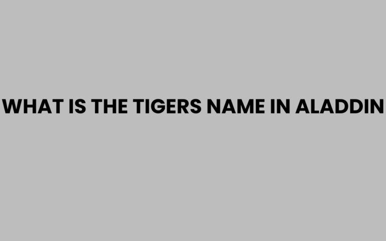 What is the Tigers Name in Aladdin? Character Guide