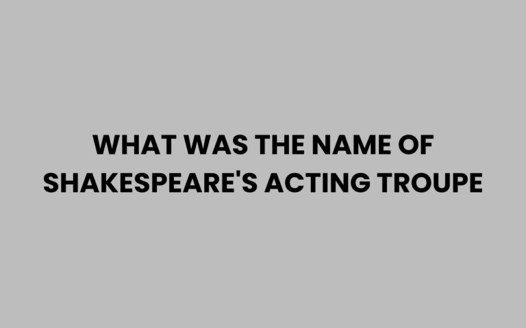 What Was the Name of Shakespeare's Acting Troupe Explained