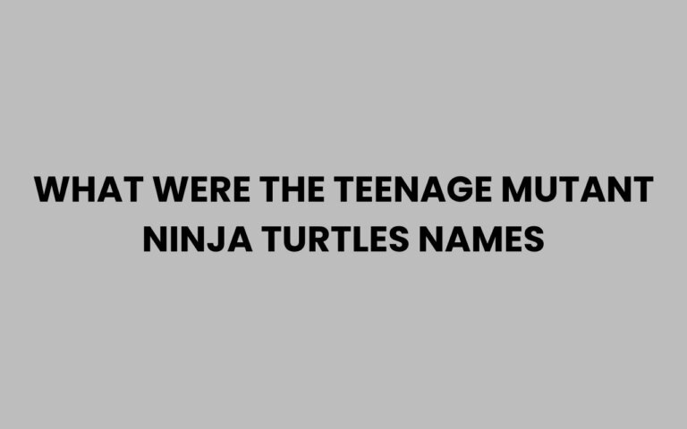 What Were the Teenage Mutant Ninja Turtles Names?