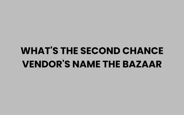 What's the Second Chance Vendor's Name at The Bazaar?