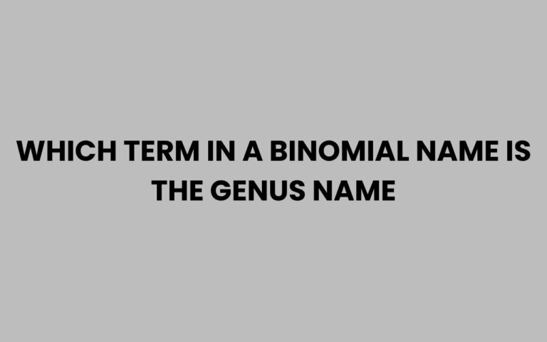 Which Term in a Binomial Name Is the Genus Name Explained