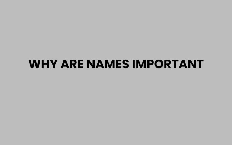 Why Are Names Important? Understanding Their True Value